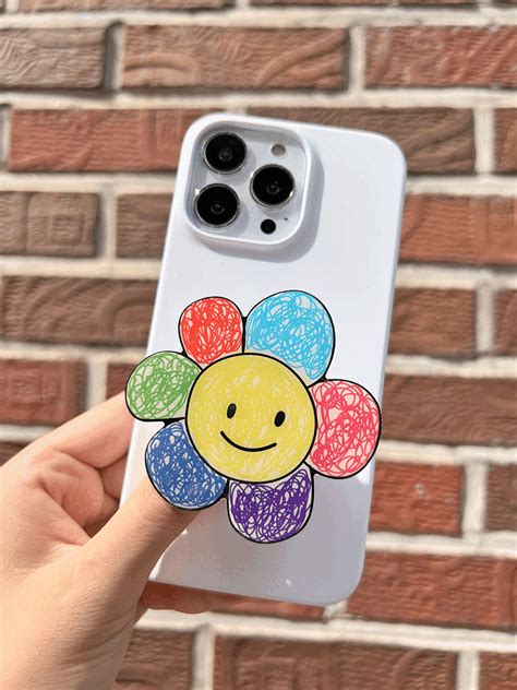 알록달록 손스케치 스마일 꽃 귀여운 핸드폰 맥세이프 스마트톡 에이블리