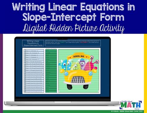 Writing Linear Equations In Slope Intercept Form Digital Hidden Picture Activity Made By Teachers