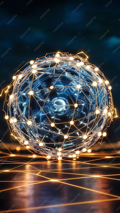 Futuristic 3d rendering of complex network structure with glowing nodes and connecting lines ...