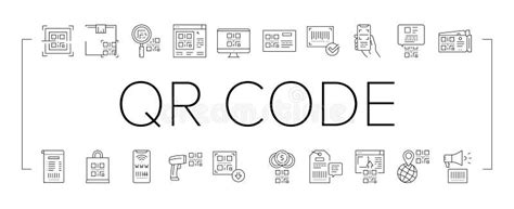 Qr Code Identification Collection Icons Set Vector Stock Vector Illustration Of Screen