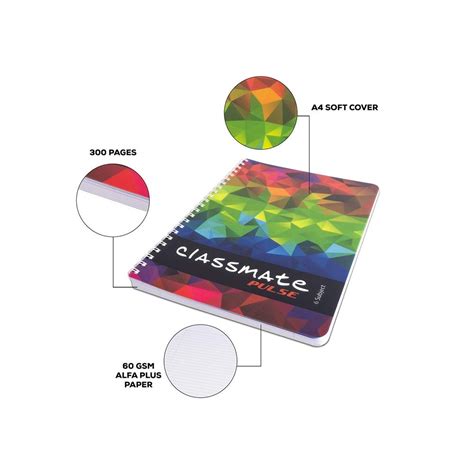 Classmate Single Line Notebook A4 300 Pages Assorted Price Buy