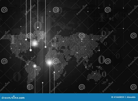 Binary Code Map Dark Background Stock Illustration Illustration Of