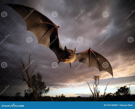 Bat With Open Wings Flying On Night Sky Stock Illustration Illustration Of Flying Fear 276130490