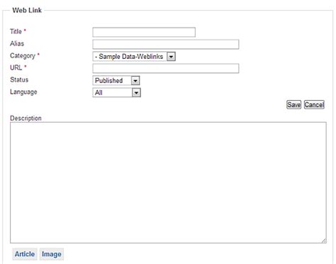 Help25 Menus Menu Item Weblink Submit Joomla Documentation
