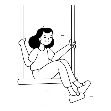 Premium Vector Young Woman Sitting On A Swing In Flat Style