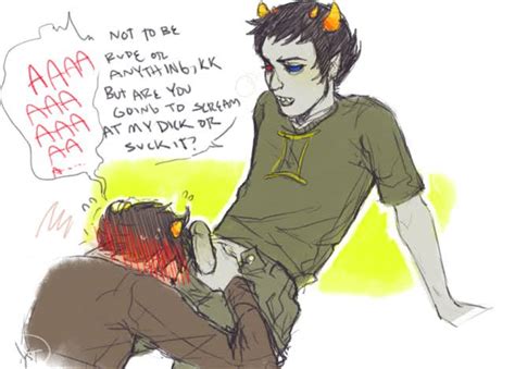 Rule 34 Blushing Gay Grey Skin Holding Penis Homestuck Karkat Vantas Male Male Male Only Ms