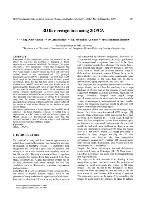 Pdf 3d Face Recognition Using 2dpca