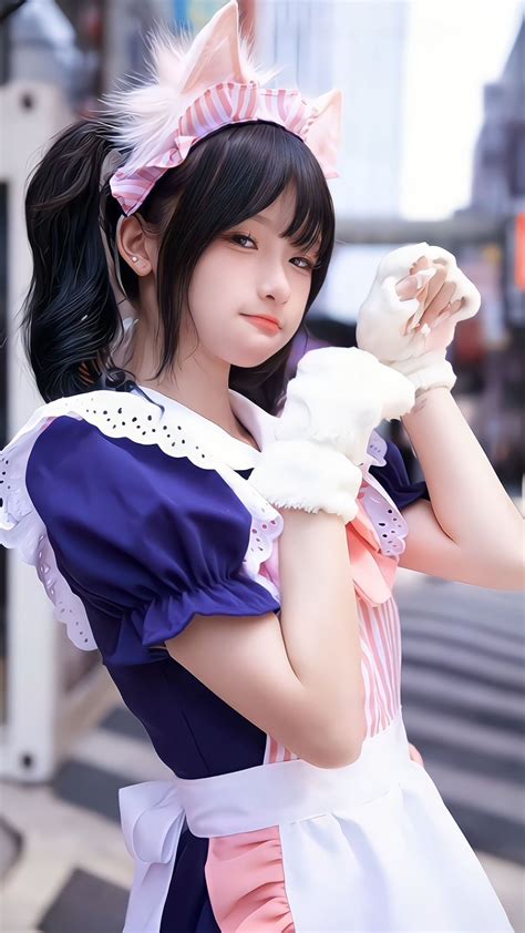 Maid Cosplay Japan Girl Art Poses Potrait Photo Reference Wonder