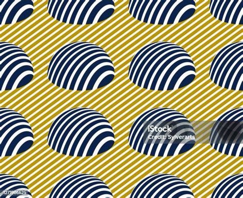 반구는 착시 원활한 패턴 벡터 반복 타일링 작업 배경 환각 3d 구체 및 라인 벽지 또는 인쇄 섬유 템플릿을 줄 지어 0명에 대한 스톡 벡터 아트 및 기타 이미지 Istock