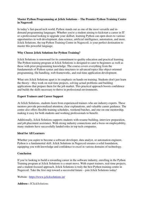 Ppt Python Training Centre In Nagercoil Powerpoint Presentation Free Download Id14117369