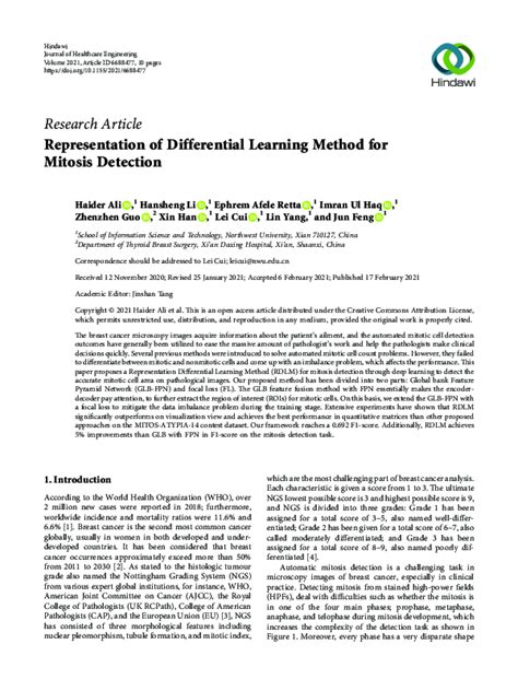 Pdf Representation Of Differential Learning Method For Mitosis Detection