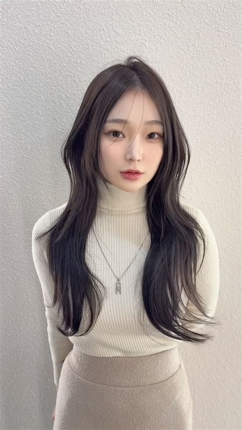 부산염색 부산레이어드컷 부산허쉬컷 부산센텀미용실 초이진헤어 이서 판고데기로 여리여리 웨이브 하는 뱅법 🤍 꾸준히 문의많은 제 머리는 허쉬컷 올리브브라운 입니돠