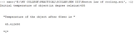 Newtons Law Of Cooling Using Scilab Code