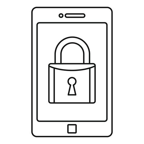 Secured Smartphone Icon Outline Style 14449812 Vector Art At Vecteezy