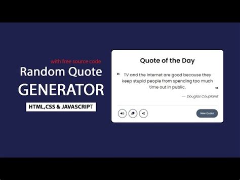 Random Quote Generator App Using HTML CSS And JavaScript With Free