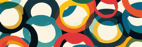 Geometric Pattern Of Interlocking Circles Featuring Bold Primary Colors In A Modern Vibrant