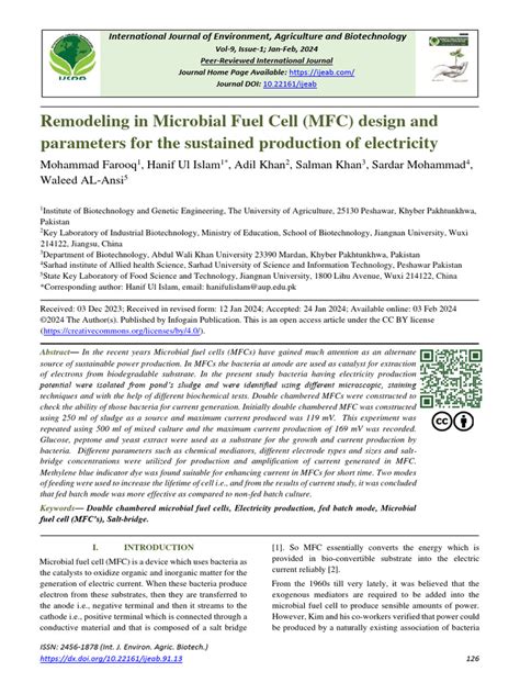 remodeling in microbial fuel cell mfc design and parameters for the