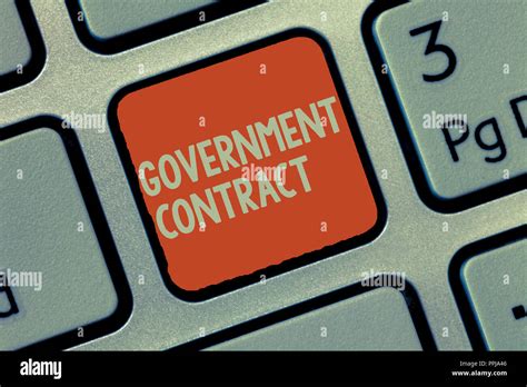 Word Writing Text Government Contract Business Concept For Agreement Process To Sell Services