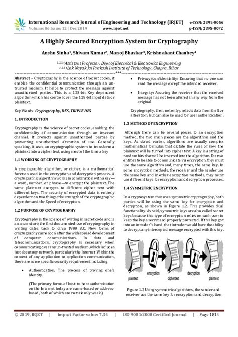 Pdf Irjet A Highly Secured Encryption System For Cryptography