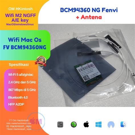 Broadcom Bcm94360ng Wifi Card Hackintosh Ngff M 2 Key E Key A Shopee Malaysia