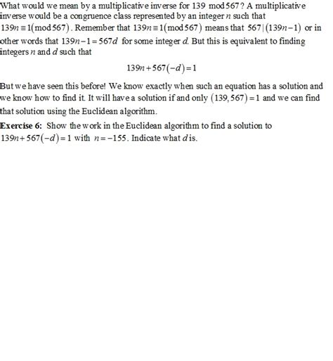 Solved What Would We Mean By A Multiplicative Inverse For Chegg