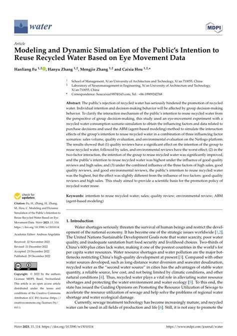Pdf Modeling And Dynamic Simulation Of The Publics Intention To Reuse Recycled Water Based On