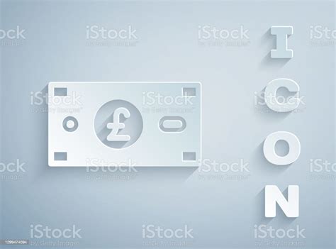 종이 컷 파운드 스털링 돈 아이콘 회색 배경에 고립 파운드 Gbp 통화 기호 종이 아트 스타일 벡터 3차원 형태에 대한 스톡