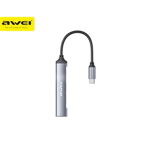 Awei Cl T Ultra Lightweight Type C To Usb Hub Ports Multi Splitter For Laptop Mouse