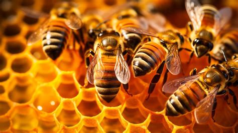Premium Ai Image Bee On Honeycombs With Honey Slices Nectar Into Cells Neural Network Ai Generated