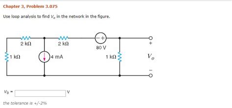 solved chapter 3 problem 3 075 use loop analysis to find v