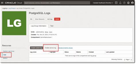 viewing postgresql logs from the oci postgresql service