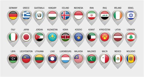 Map Pointer Or Marker With Flags Design Template Vector Art At Vecteezy