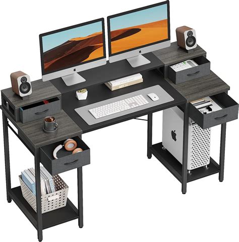 Computer Desk With Dual Monitor Mount And Hutch At Rosetta Cogan Blog