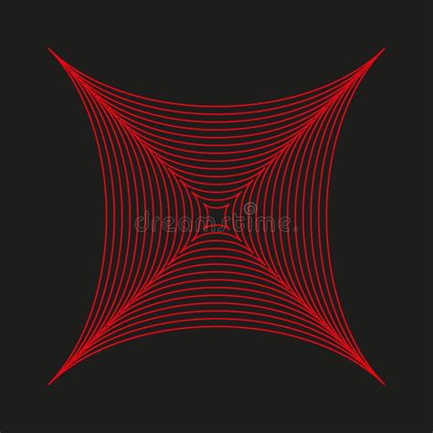 Red Concentric Square Pattern Geometric Lines On Black Abstract Optical Illusion Vector