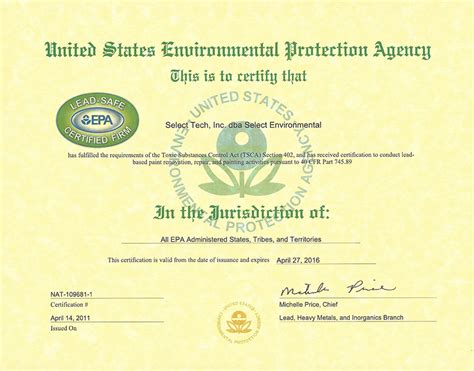 Epa Lead Safe Certification Select Environmental Is Able To Work