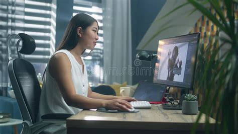 Woman Creating Video Game Character On Pc Stock Video Video Of Independent Technology 256656587