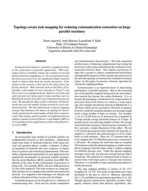 PDF Topology Aware Task Mapping For Reducing Communication Contention On Large Parallel Machines