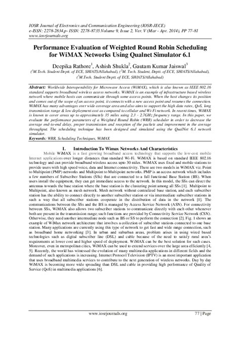 pdf performance evaluation of weighted round robin scheduling for