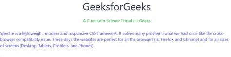 Spectre Css Installation Geeksforgeeks