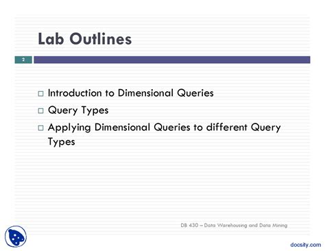 dimensional queries data warehouse lab mannual docsity