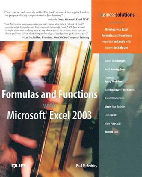 Formulas And Functions With Microsoft Excel 2003 Ebook Paul