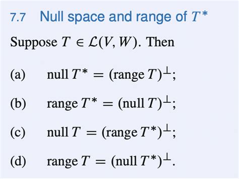 solved 7 7 null space and range of t suppose t el v w