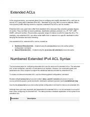 Extended ACLs Pdf Extended ACLs In The Previous Topics You Learned About How To Configure