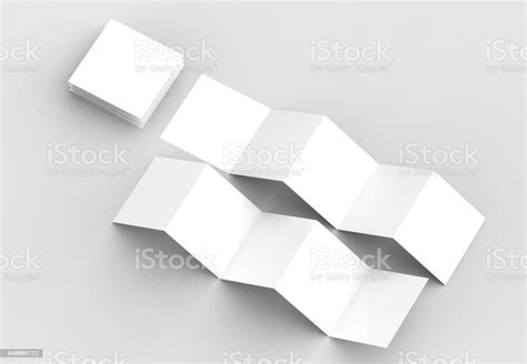 10 페이지 전단지 5 패널 아코디언 배 평방 브로셔를 모의 밝은 회색 배경에 고립 3d 설명입니다 0명에 대한 스톡 사진 및 기타 이미지 Istock