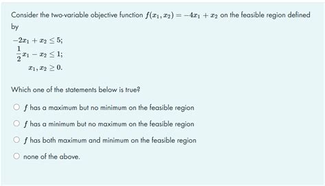 Solved Consider The Two Variable Objective Function Fx1