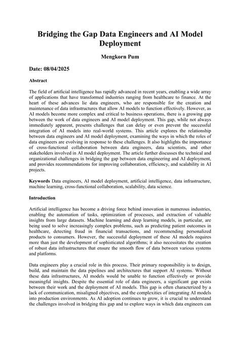 Pdf Bridging The Gap Data Engineers And Ai Model Deployment