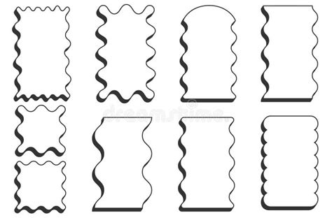 Wavy Border Frame Rectangle Scallop Edge Box Square Vector Shapes Stock Vector Illustration