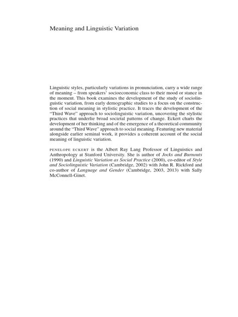 Meaning And Linguistic Variation Pdf French Language Human Communication