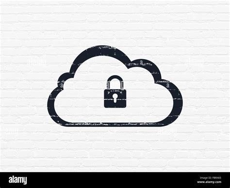 Cloud Computing Concept Cloud With Padlock On Wall Background Stock