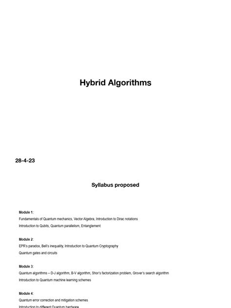 Hybrid Algorithms Pdf Quantum Computing Algorithms